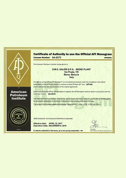 Certification - OMS - Saleri